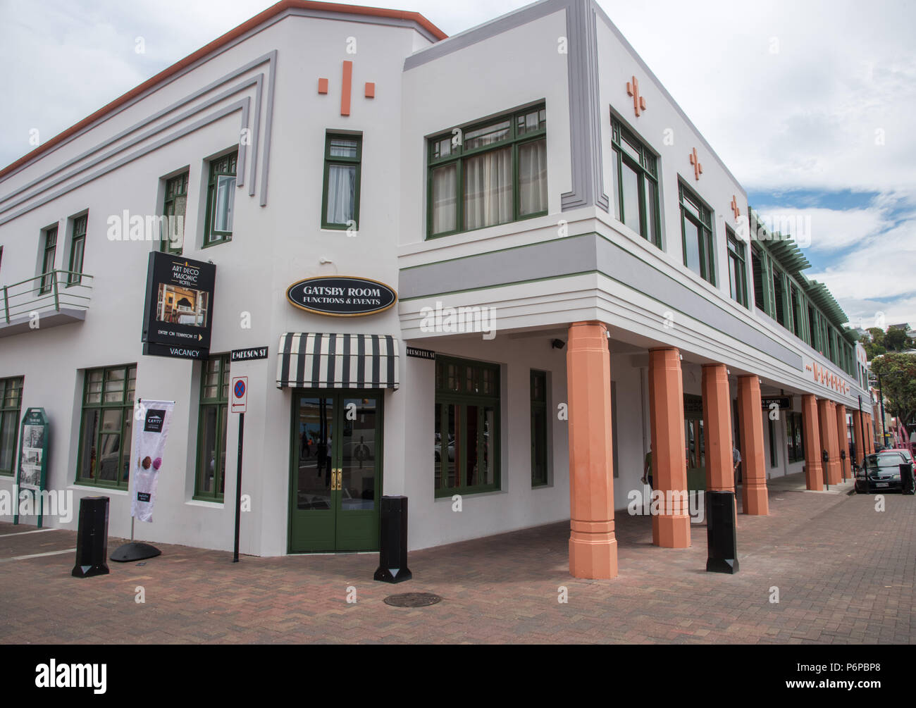 Napier,North Island,New Zealand-December 15,2016: Art deco building ...