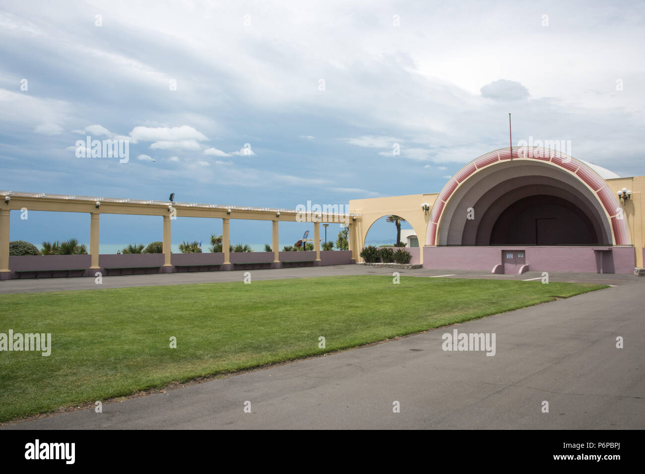 Napier,North Island,New Zealand-December 15,2016: Pink sound shell in ...