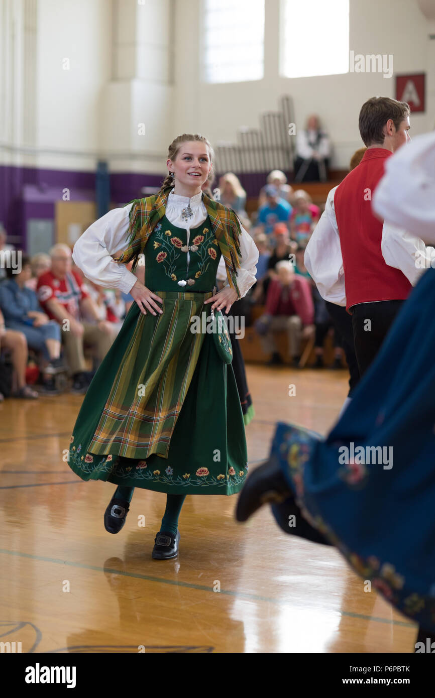 Stoughton, Wisconsin, USA - May 19, 2018 The Stoughton Norwegian ...
