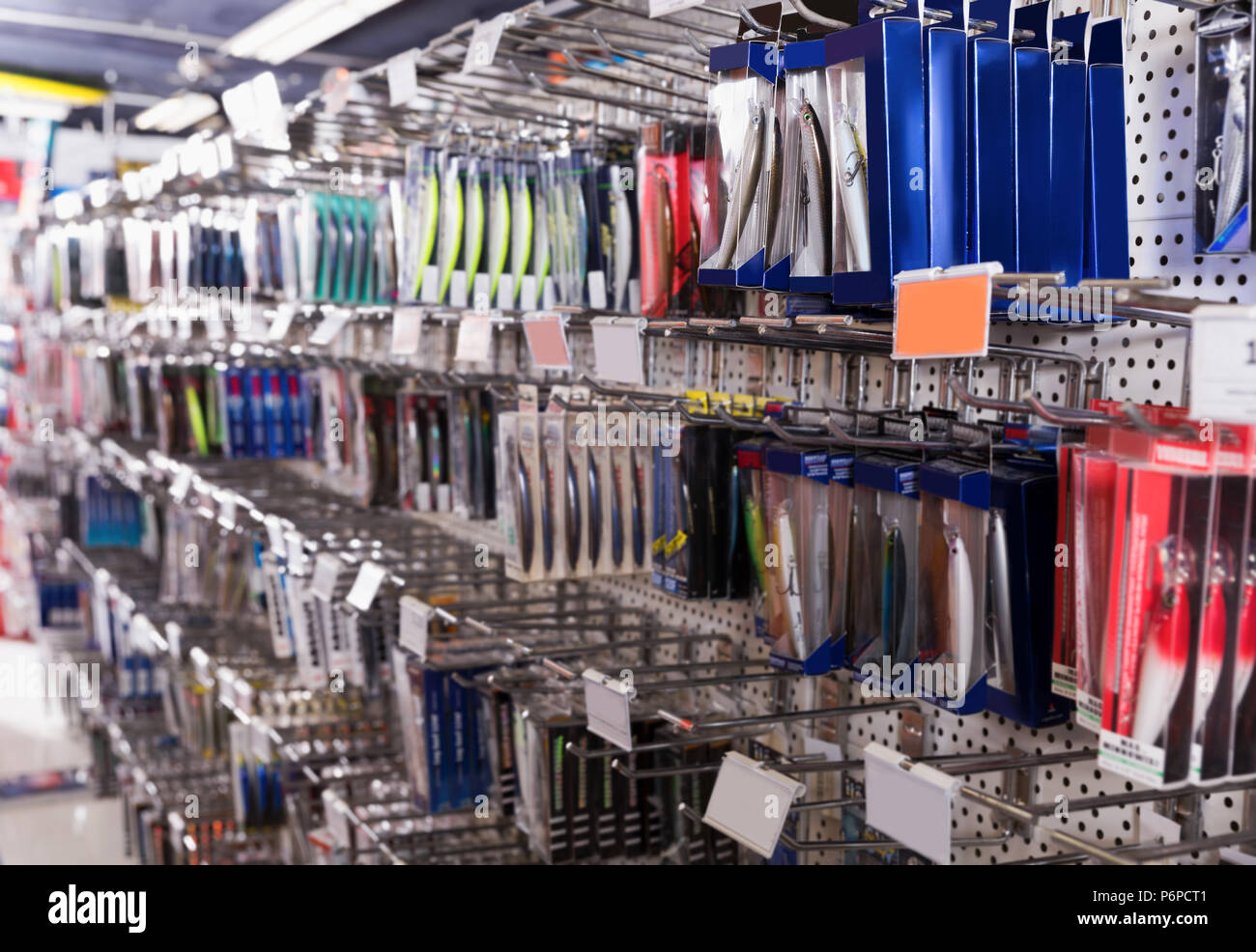 Image of variety ocean fishing lures in the sports shop indoors Stock ...