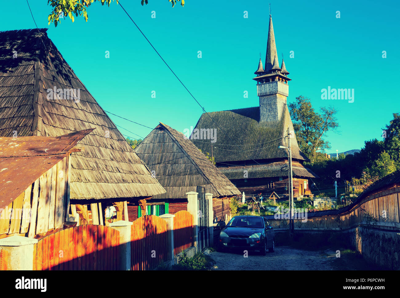 Image of wooden Biserica Sf. Nicolae in Maramures in Romania Stock ...