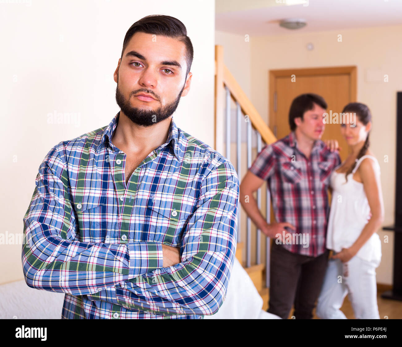 Woman two men love triangle hi-res stock photography and images - Alamy