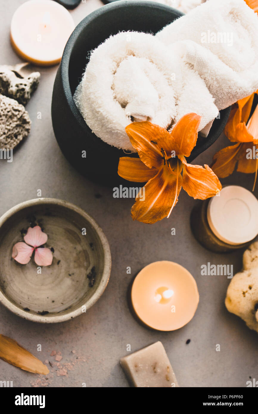 Spa natural concept. Dayspa cosmetics products. Spa and wellness ...