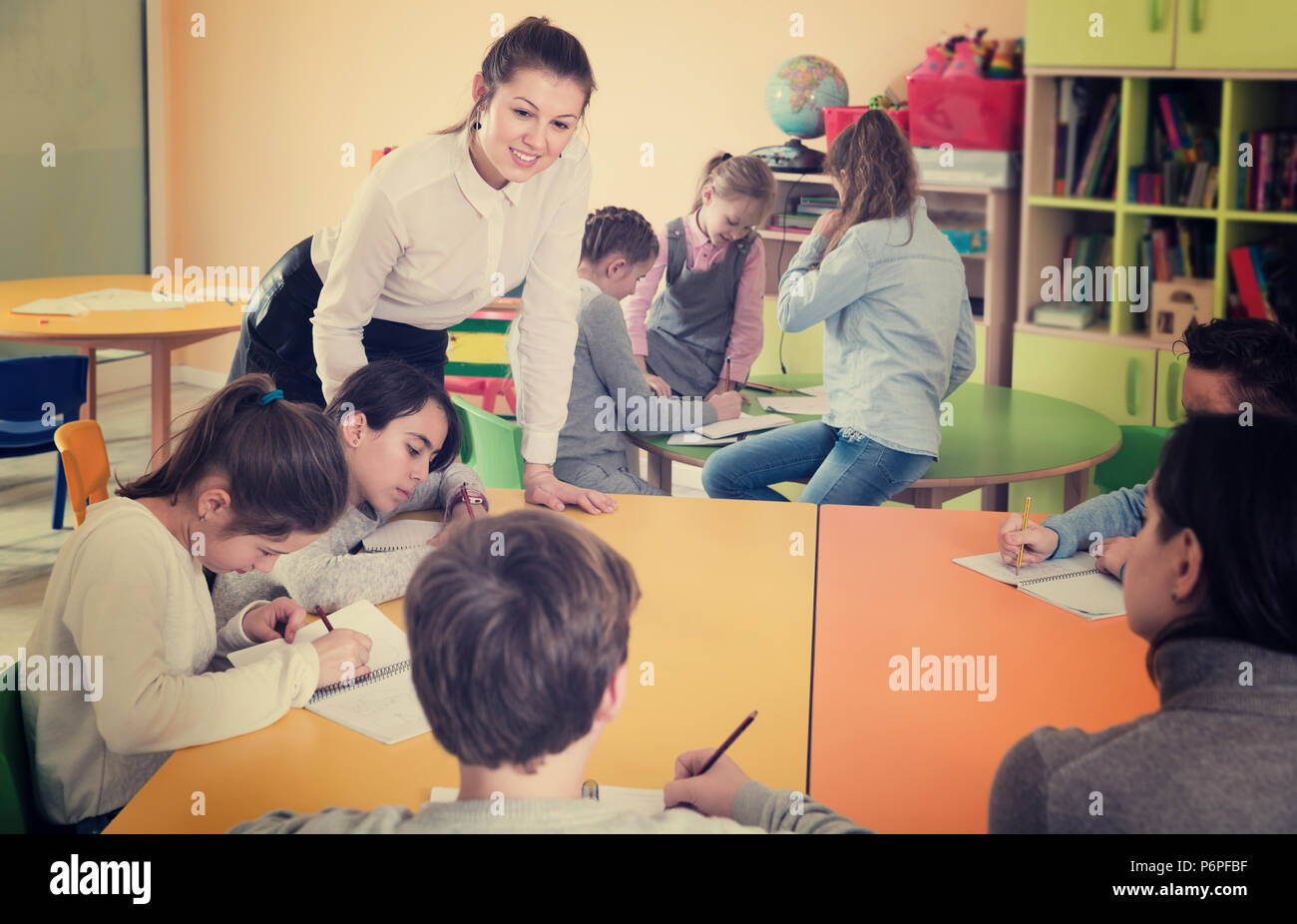 Girl child children 10 year old draw drawing hi-res stock photography ...