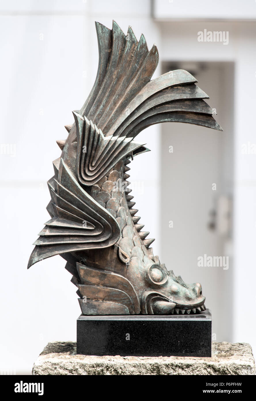 KOBE, JAPAN, JUL 01 2017, statue of the Shachi or Shachihoko mythical ...