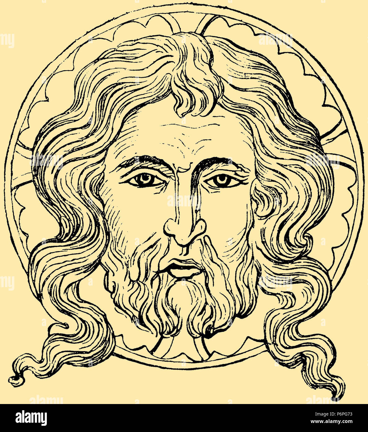 Christ's head from a pictorial manuscript around the year 1340 Stock ...