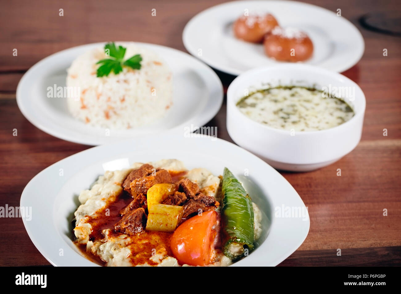 Turkish Food Hunkar Begendi made with Eggplant and Meat Stock Photo - Alamy