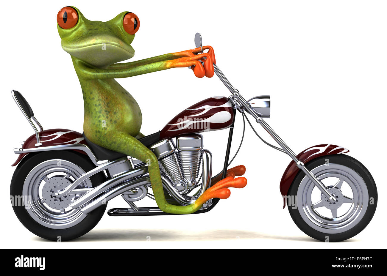 Fun frog on a motorcycle - 3D Illustration Stock Photo - Alamy