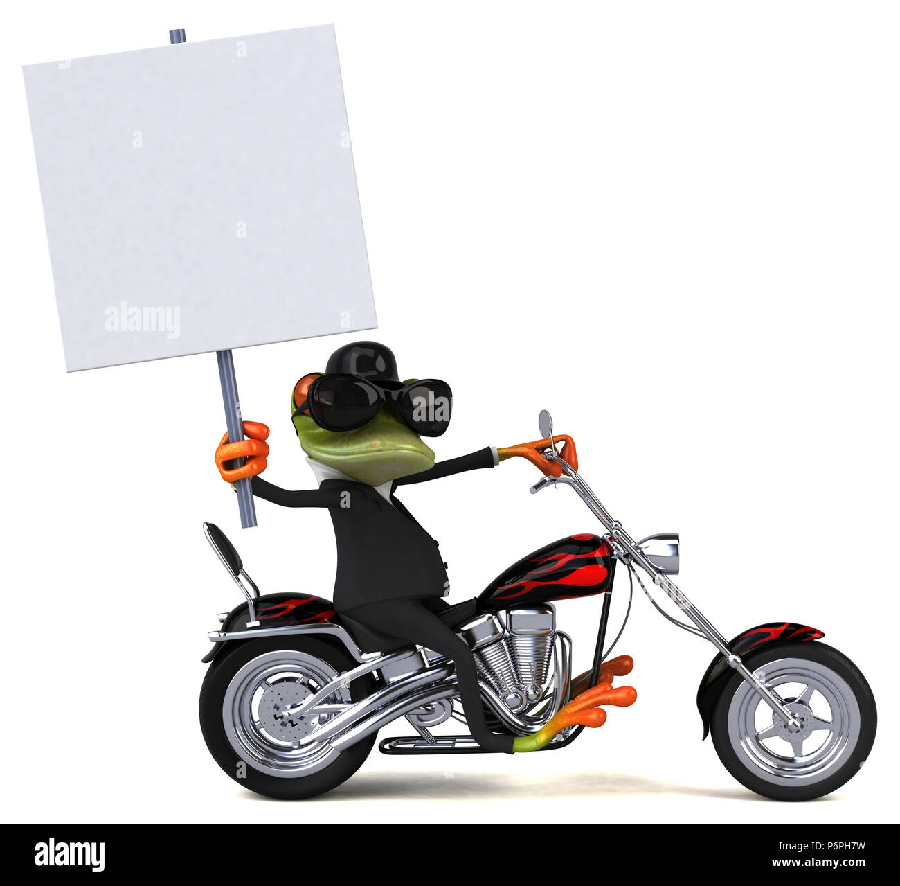 Fun frog on a motorcycle - 3D Illustration Stock Photo - Alamy