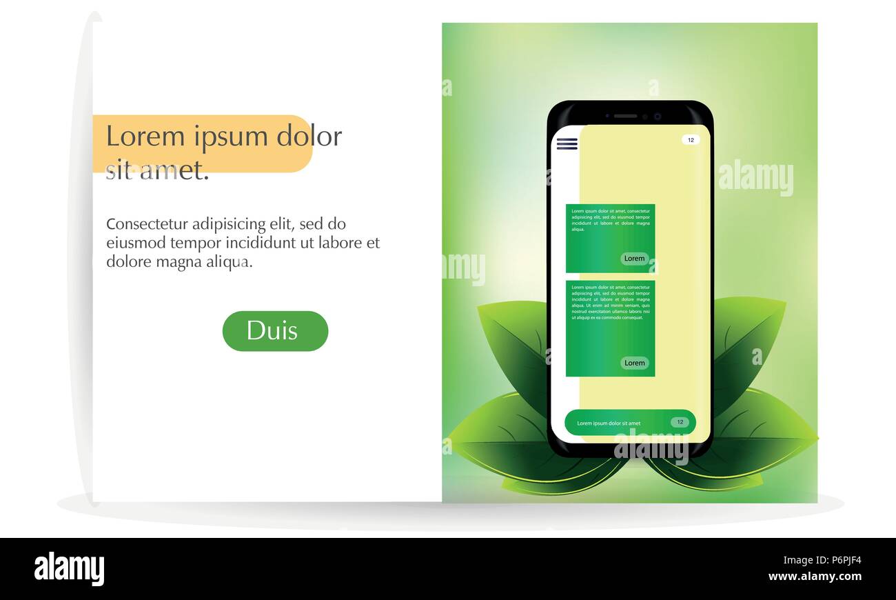 Web site design. Smartphone. Ecology background Stock Vector Image ...