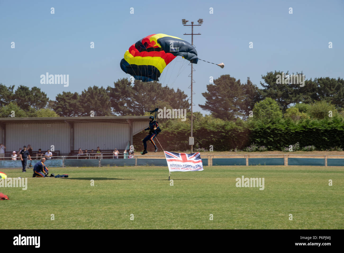 Military Parachute Display at Armed Forces Day Stock Photo - Alamy