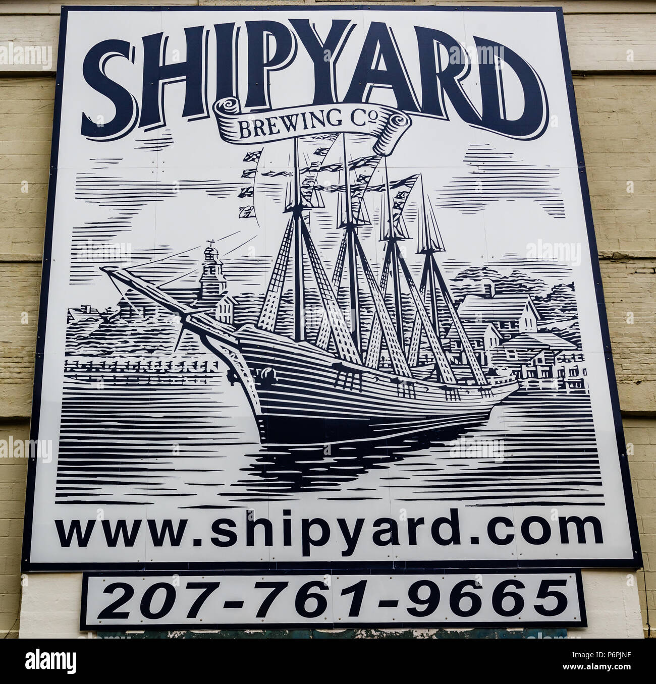 Shipyard Sign on a Restaurant in Portland, Maine Stock Photo - Alamy