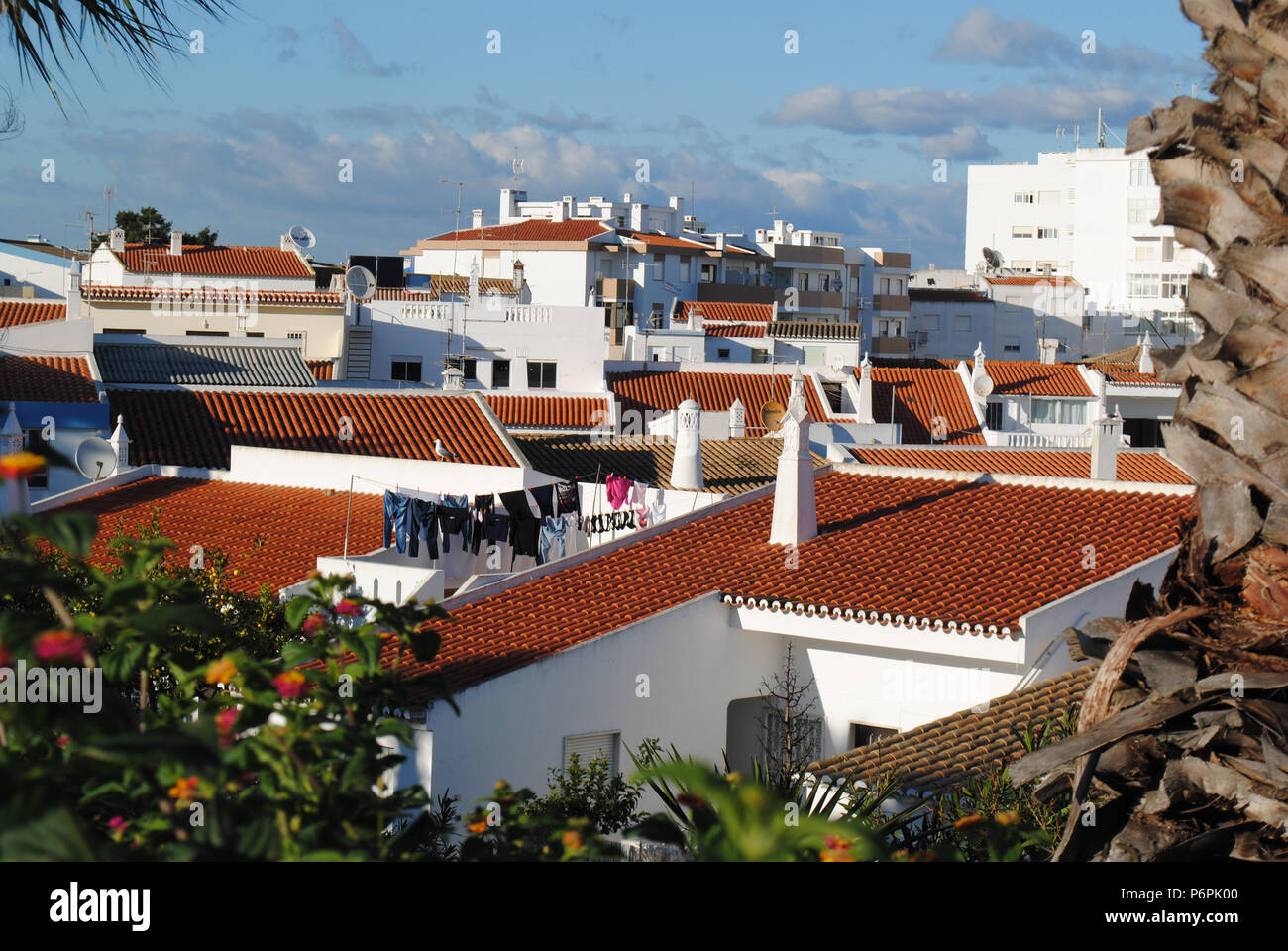 Traditional white residential buildings in Lagos, Portugal Stock Photo ...