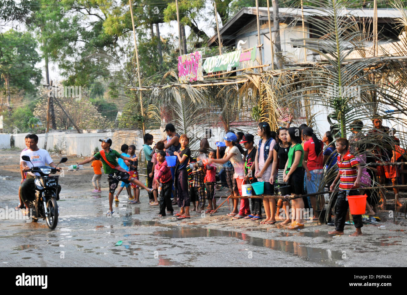 water festival in street , Mingun, Sagaing Region, Myanmar Stock Photo ...