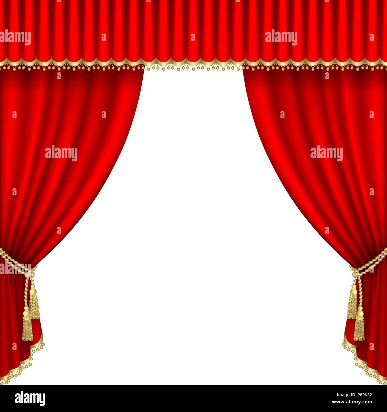 Theater stage with red curtain. Clipping Mask. Mesh Stock Vector Image ...