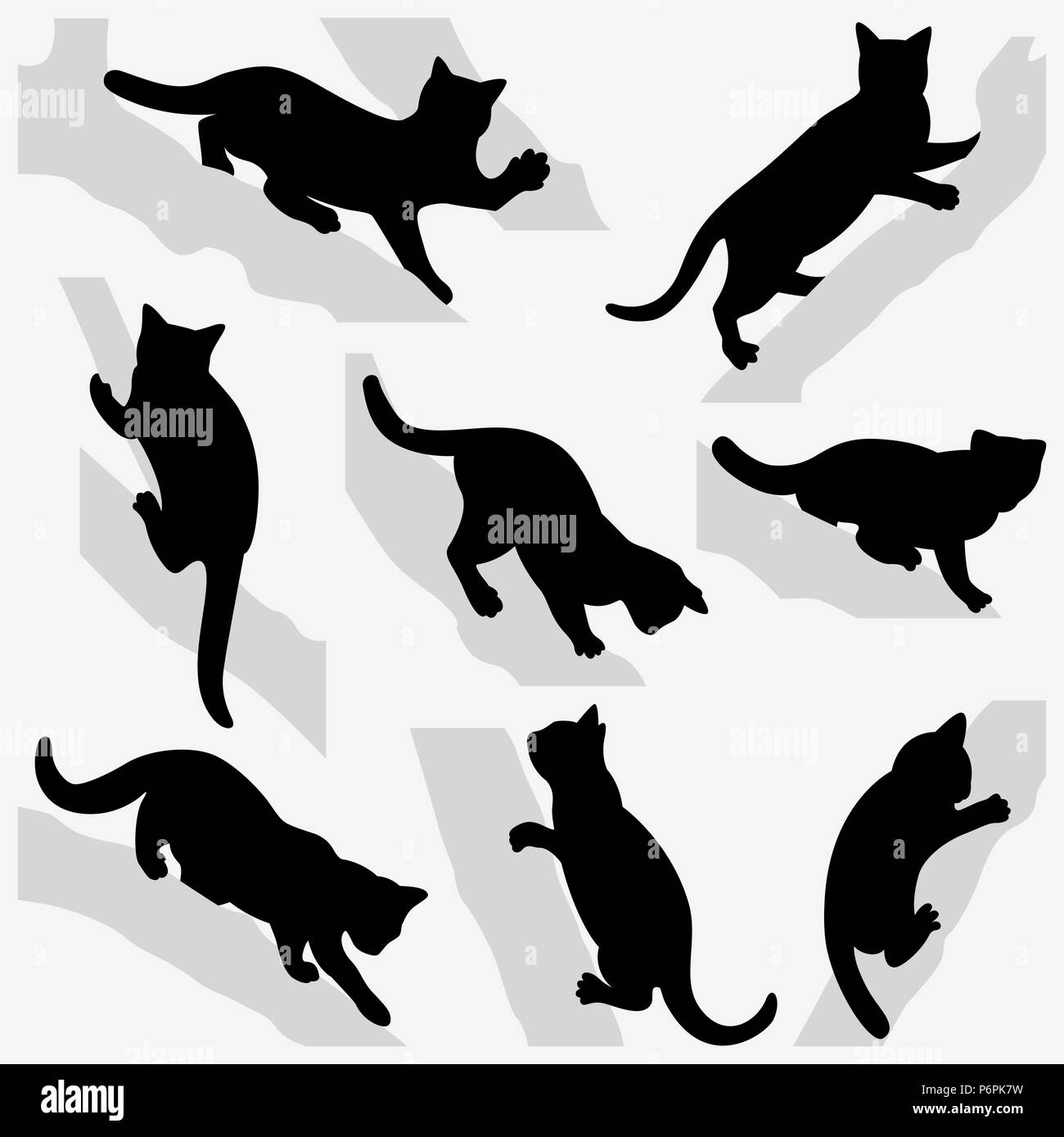 Cats Climbing Silhouette