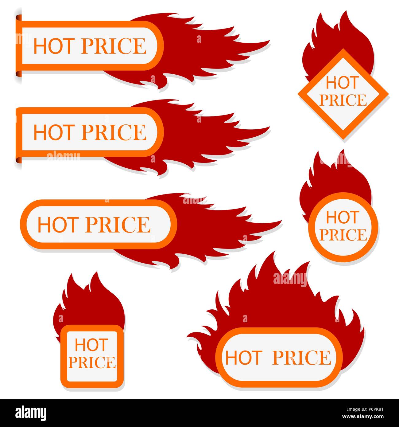 Burning with fire design sale stickers and tags Stock Vector Image ...