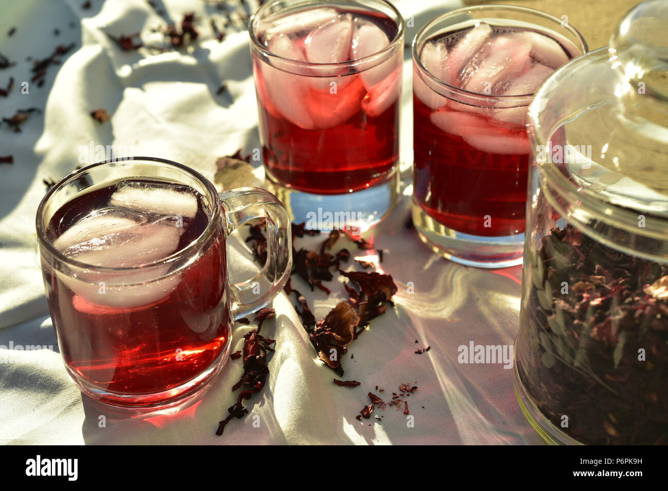 Red hibiscus tea flower hi-res stock photography and images - Alamy