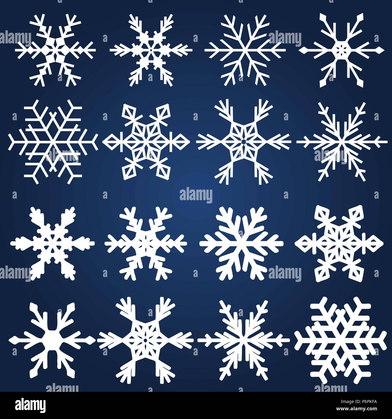 Snowflake vector illustration set - isolated snow symbols. Christmas ...
