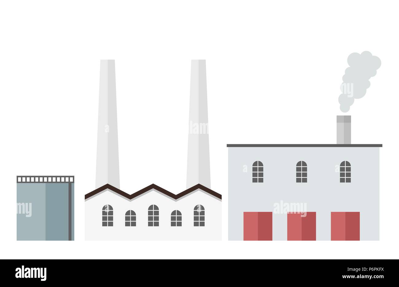 Factory facility vector - industrial architecture with chimneys Stock ...