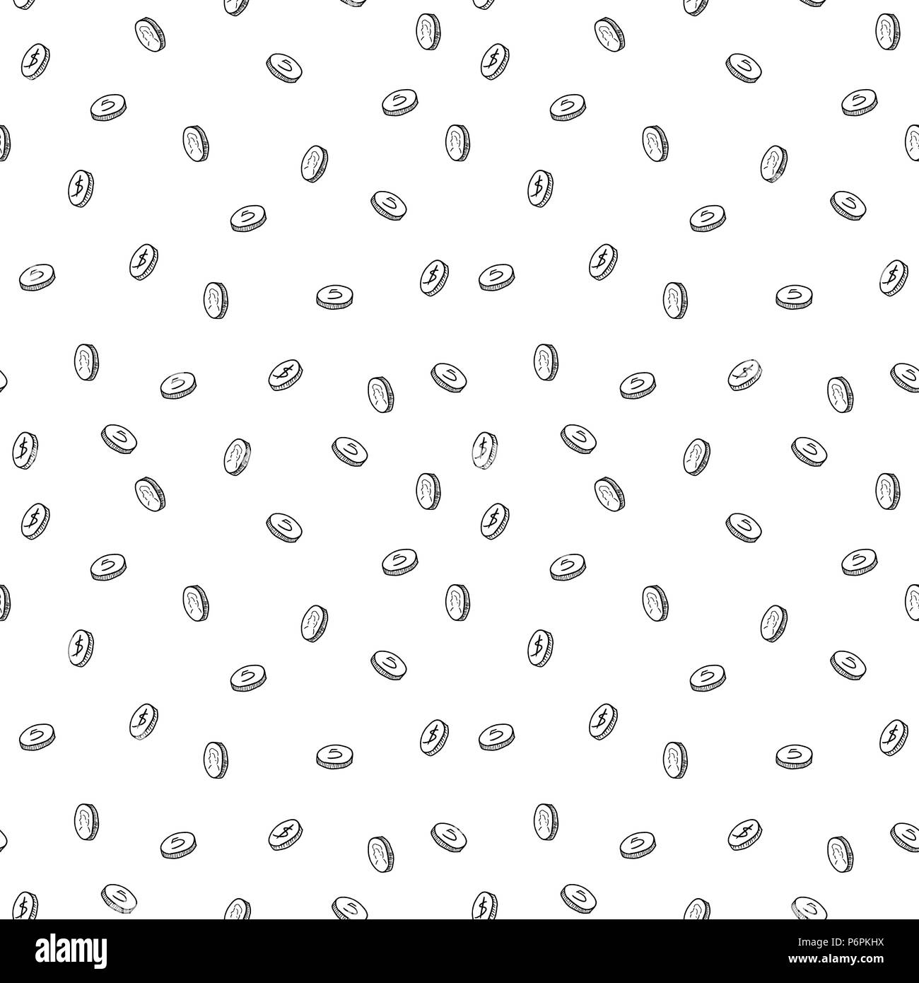 Vector coins doodle - money related background pattern Stock Vector ...