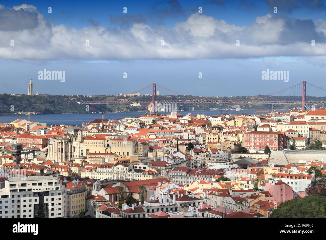 Lisbon cityscape in Portugal. City view from a miradouro (viewpoint ...