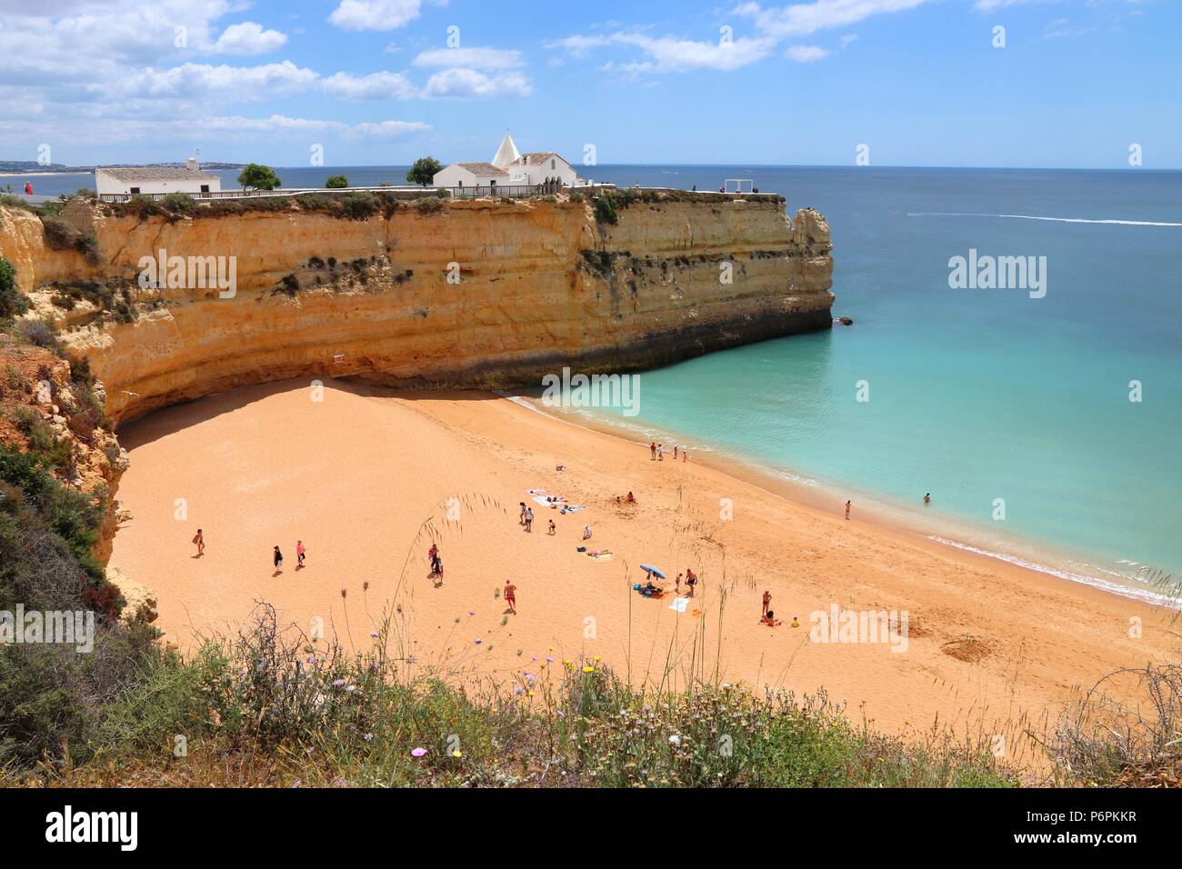 Algarve, Portugal - Senhora da Rocha Beach with white chapel. Lagoa ...