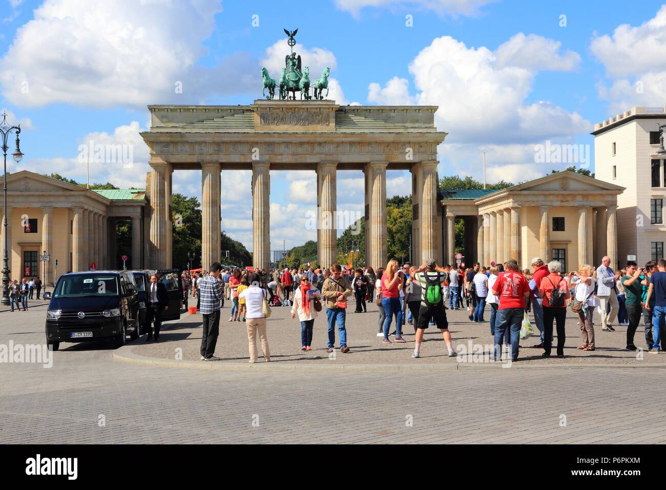 BERLIN, GERMANY - AUGUST 27, 2014: People visit Brandenburg Gate in ...