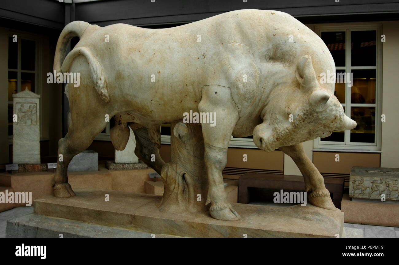 Kerameikos - Bull of marble. Tombs in Kerameikos. Athenes. Greece. View ...
