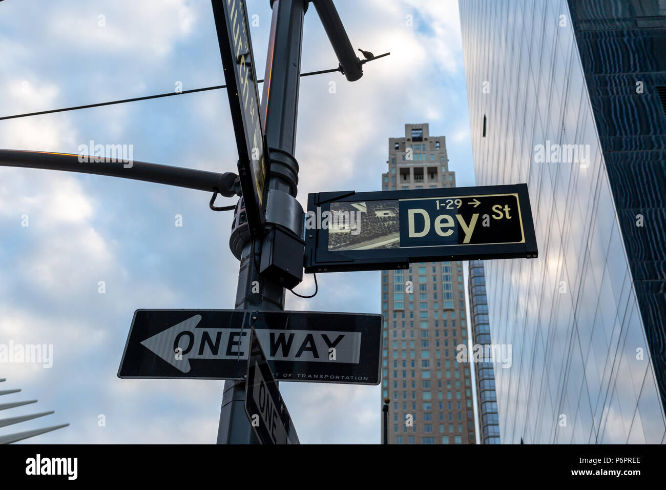 One way and street name sign Stock Photo - Alamy