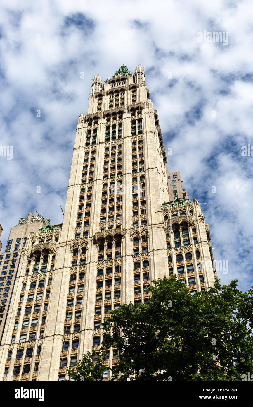 New York City / USA - JUN 20 2018: The Woolworth Building in the ...