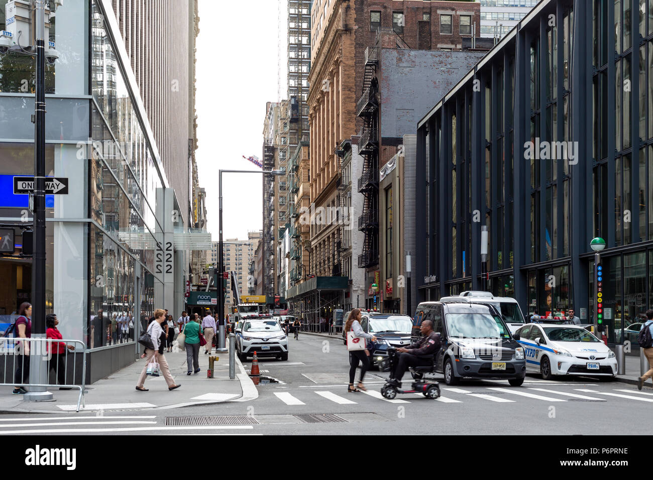 New York City / USA - JUN 20 2018: Fulton street and old buildings in ...
