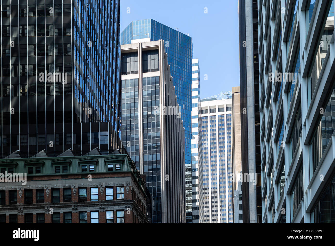 New York City / USA - JUN 25 2018: Skyscraper in the Wall Street ...