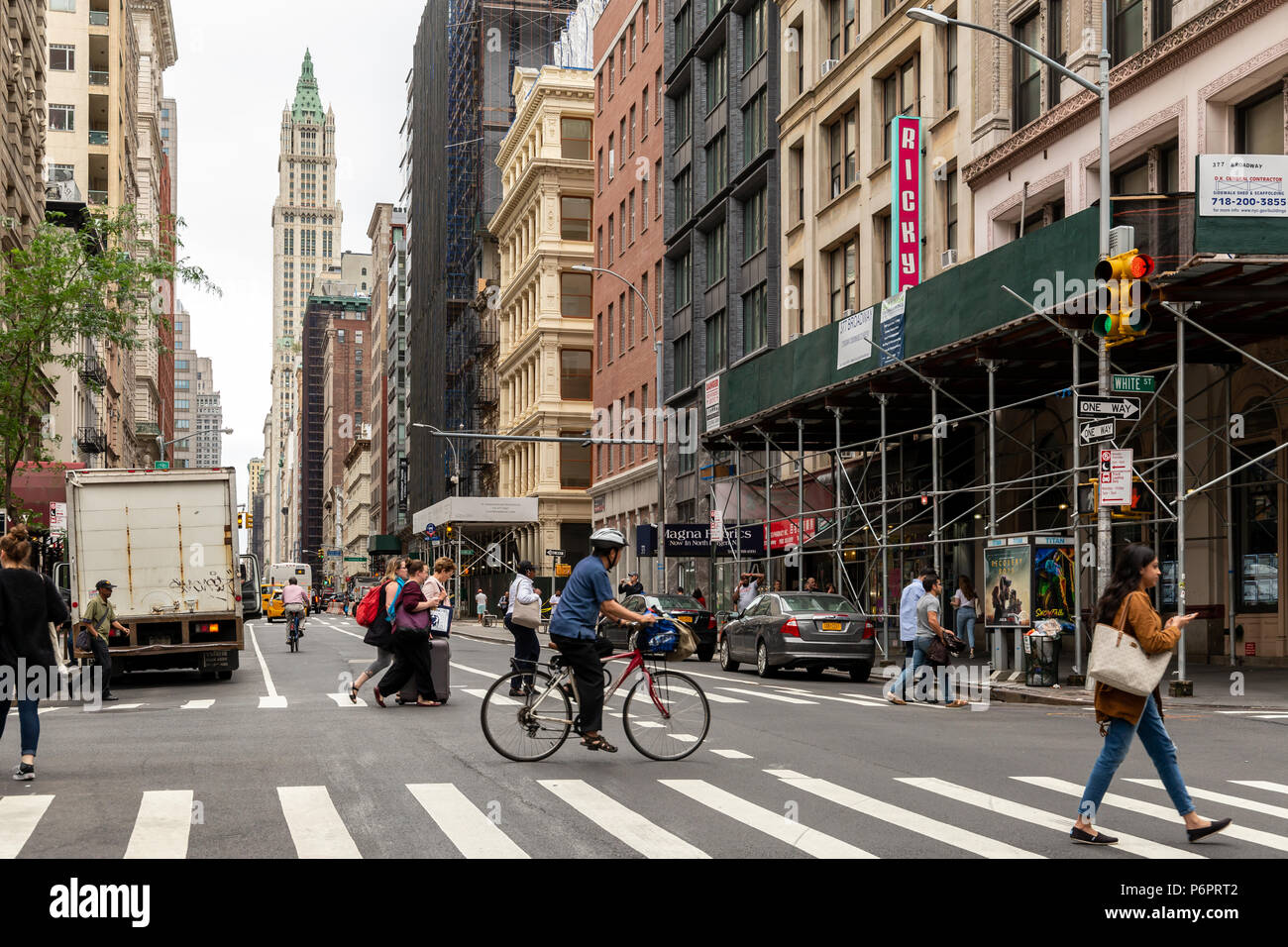 New York City / USA - JUN 27 2018: TriBeCa streets, and buildings ...