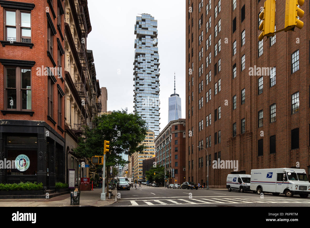 New York City / USA - JUN 27 2018: TriBeCa streets, and buildings ...