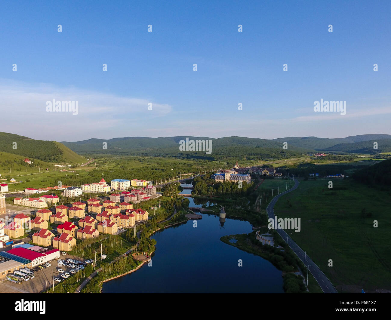 Arxan. 1st July, 2018. Aerial photo taken on July 1, 2018 shows the ...