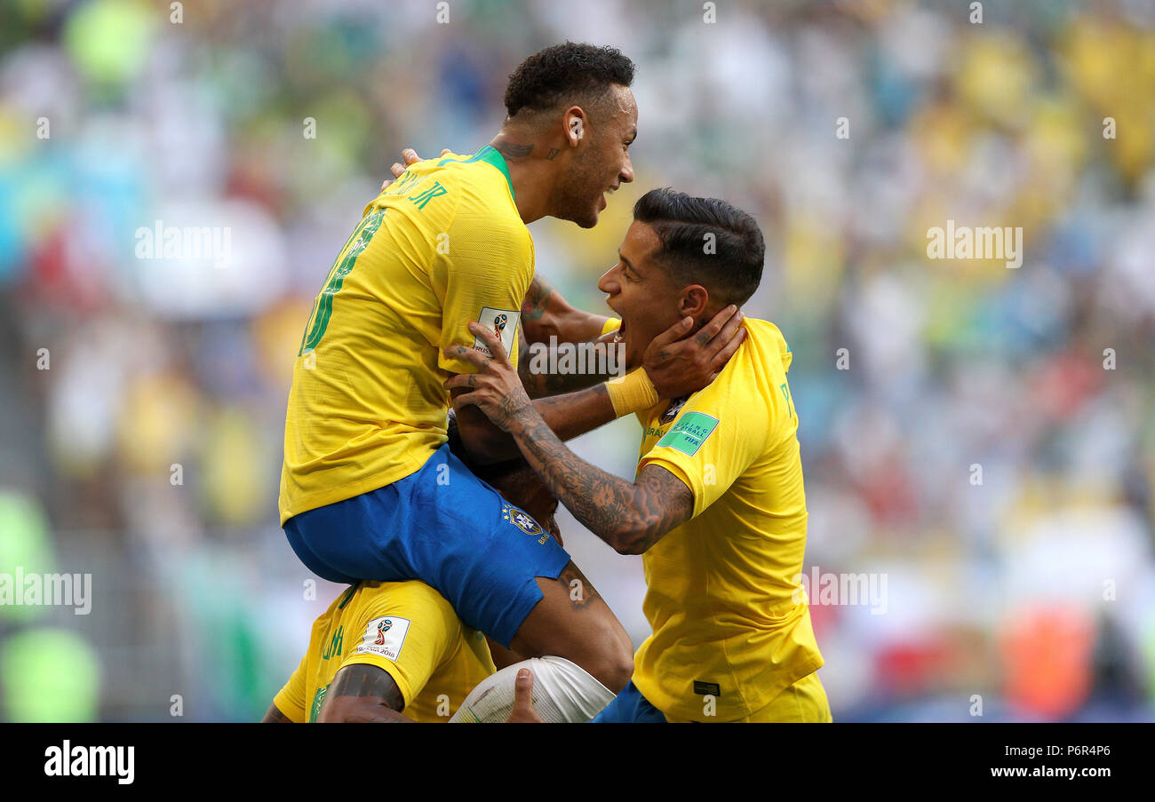 SAMARA, SA - 02.07.2018: BRAZIL VS. MEXICO - Neymar celebrates the goal ...