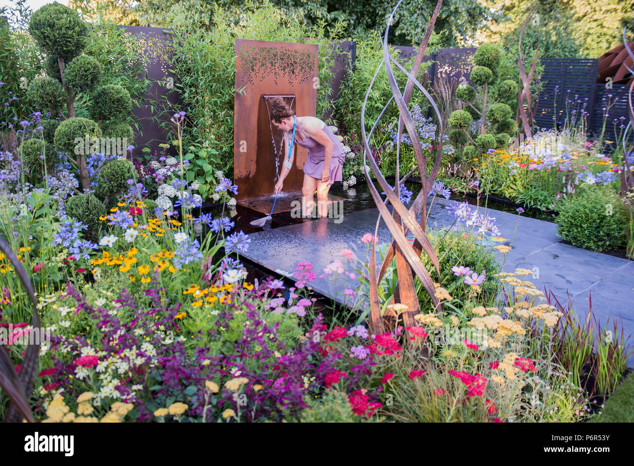 London, UK. 2nd July 2018. Charlie Bloom clears the pool in her ...