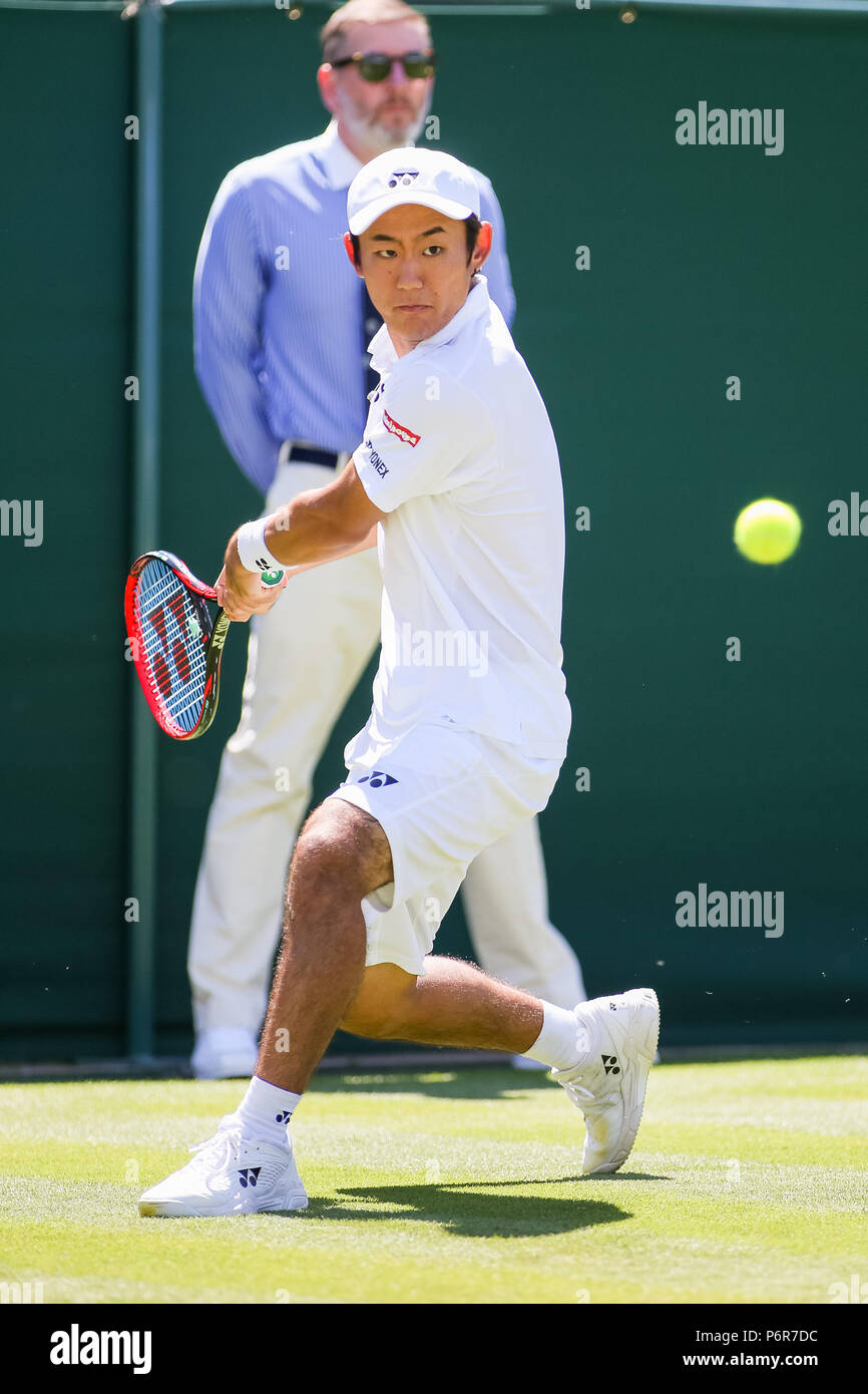 London, UK. 2nd July, 2018. Yoshihito Nishioka (JPN) Tennis : Yoshihito Nishioka of Japan during ...