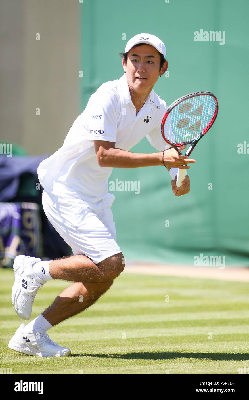 London, UK. 2nd July, 2018. Yoshihito Nishioka (JPN) Tennis : Yoshihito Nishioka of Japan during ...