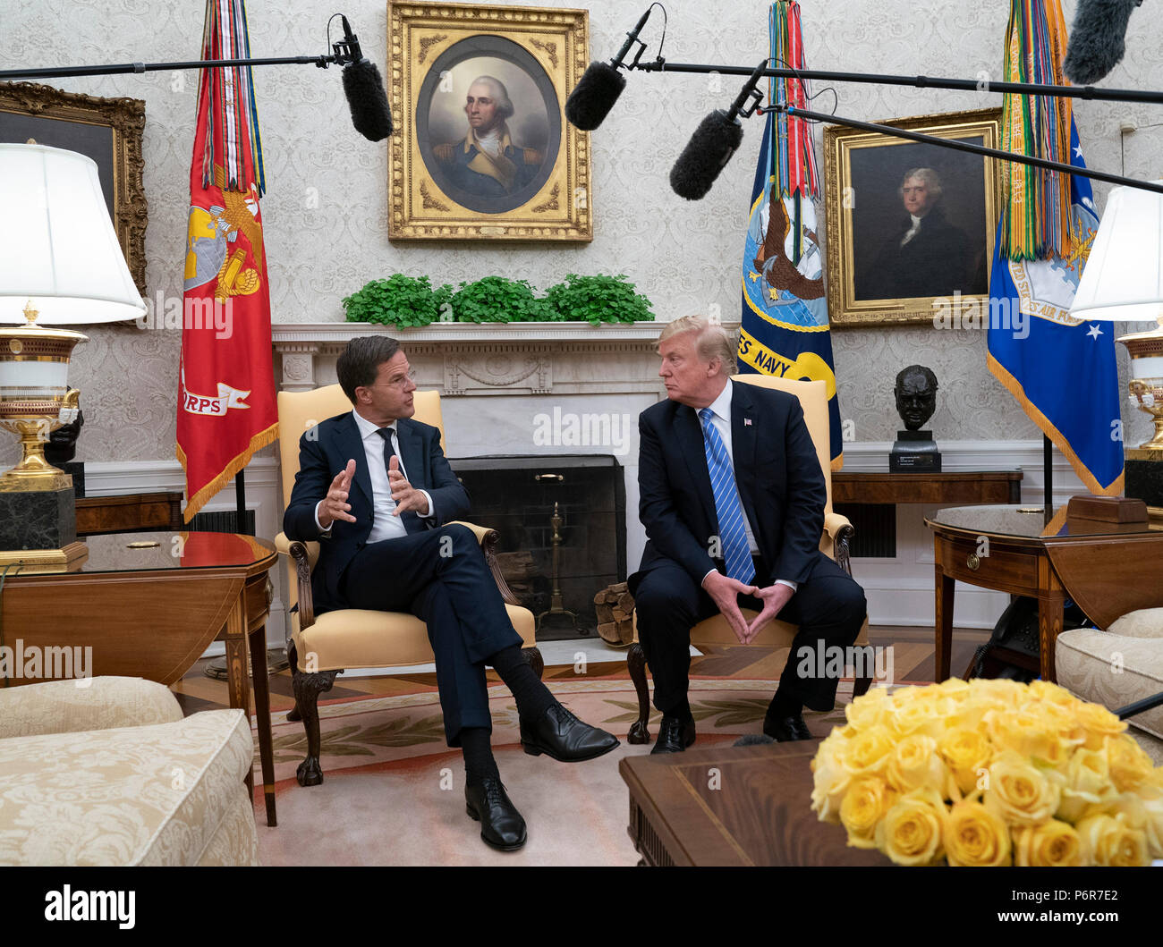 Mark Rutte, Prime Minster of The Netherlands speaks during a meeting ...