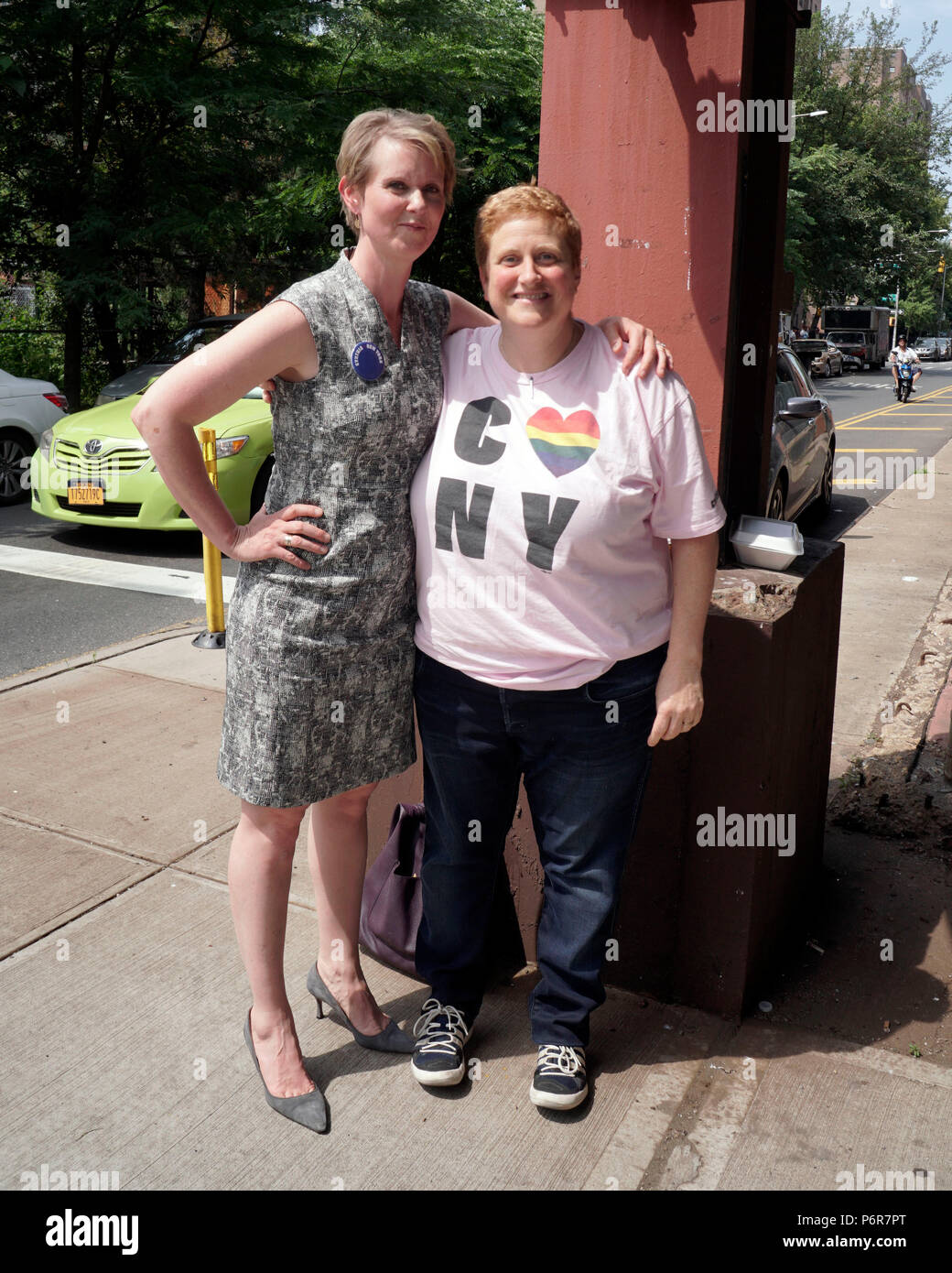 New York, New York, USA. 1st July, 2018. Cynthia Nixon and her wife ...
