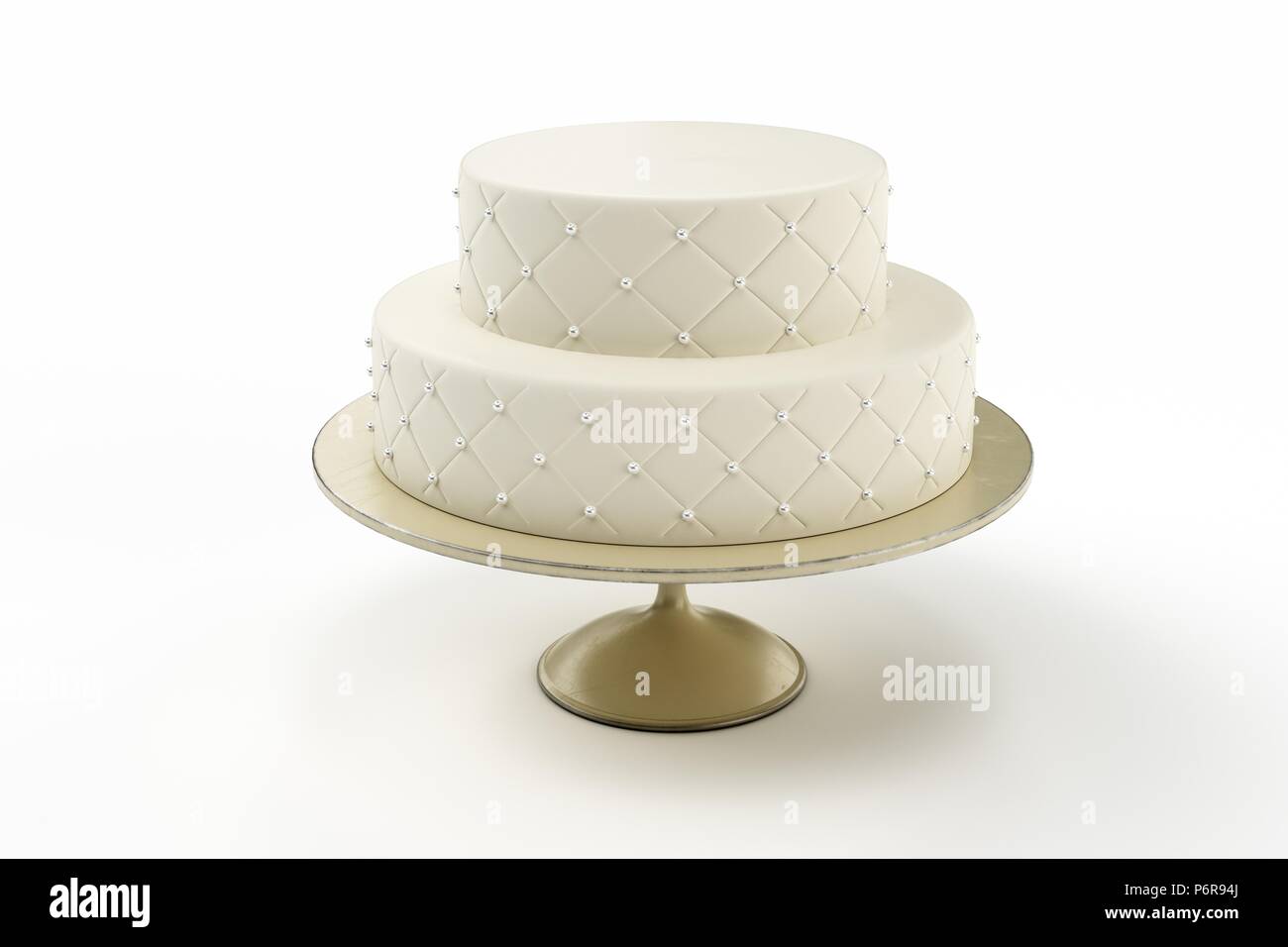basic wedding cake on plate isolated white background Stock Photo - Alamy