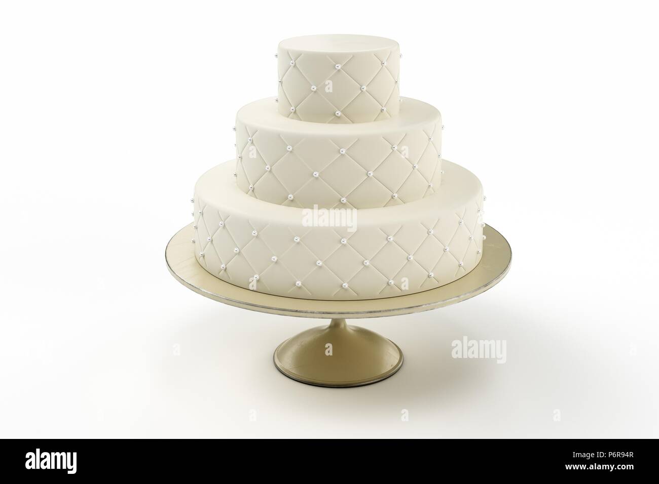 basic wedding cake on plate isolated white background Stock Photo - Alamy