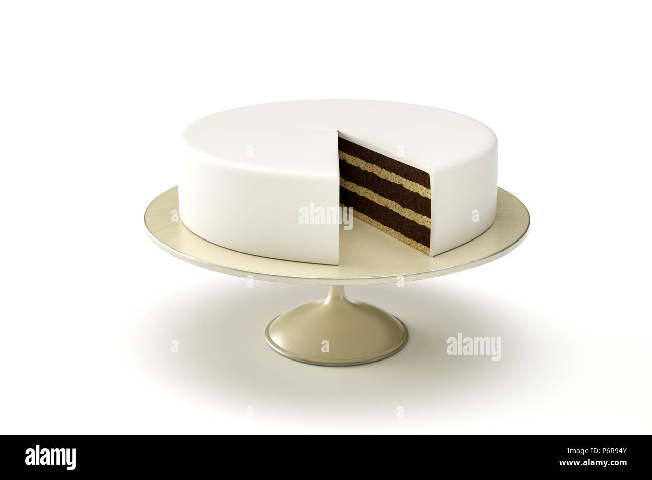 basic wedding cake on plate isolated white background Stock Photo - Alamy