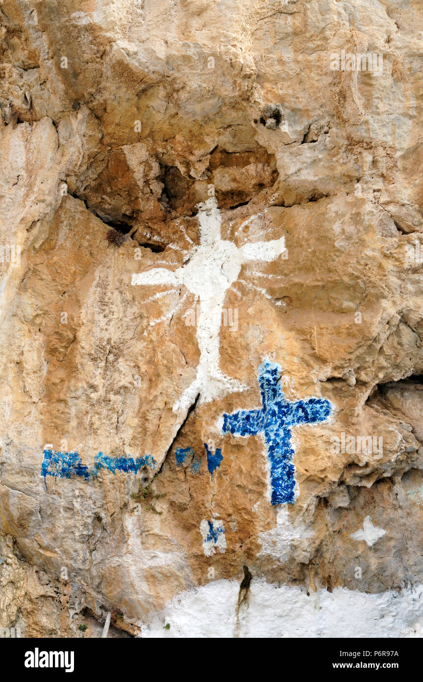 Blue Painted Cross Greek Orthodox Chapel High Resolution Stock ...