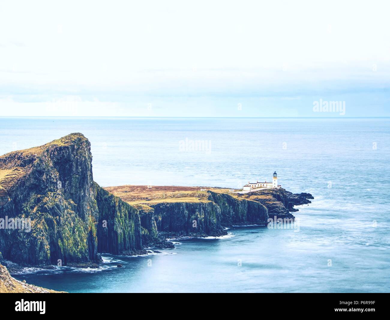 Neist Point peninsula with lighthouse is a very photographed place and ...