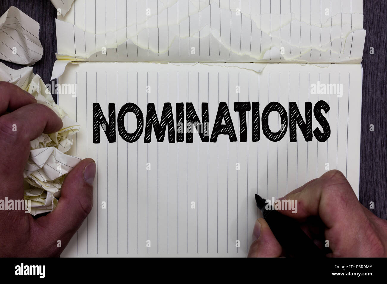 Handwriting text writing Nominations. Concept meaning Suggestions of ...