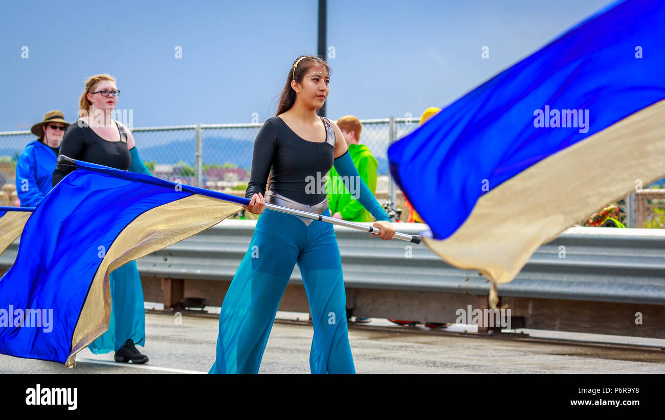 Portland, Oregon, USA - June 9, 2018: Aloha High School Marching Band ...
