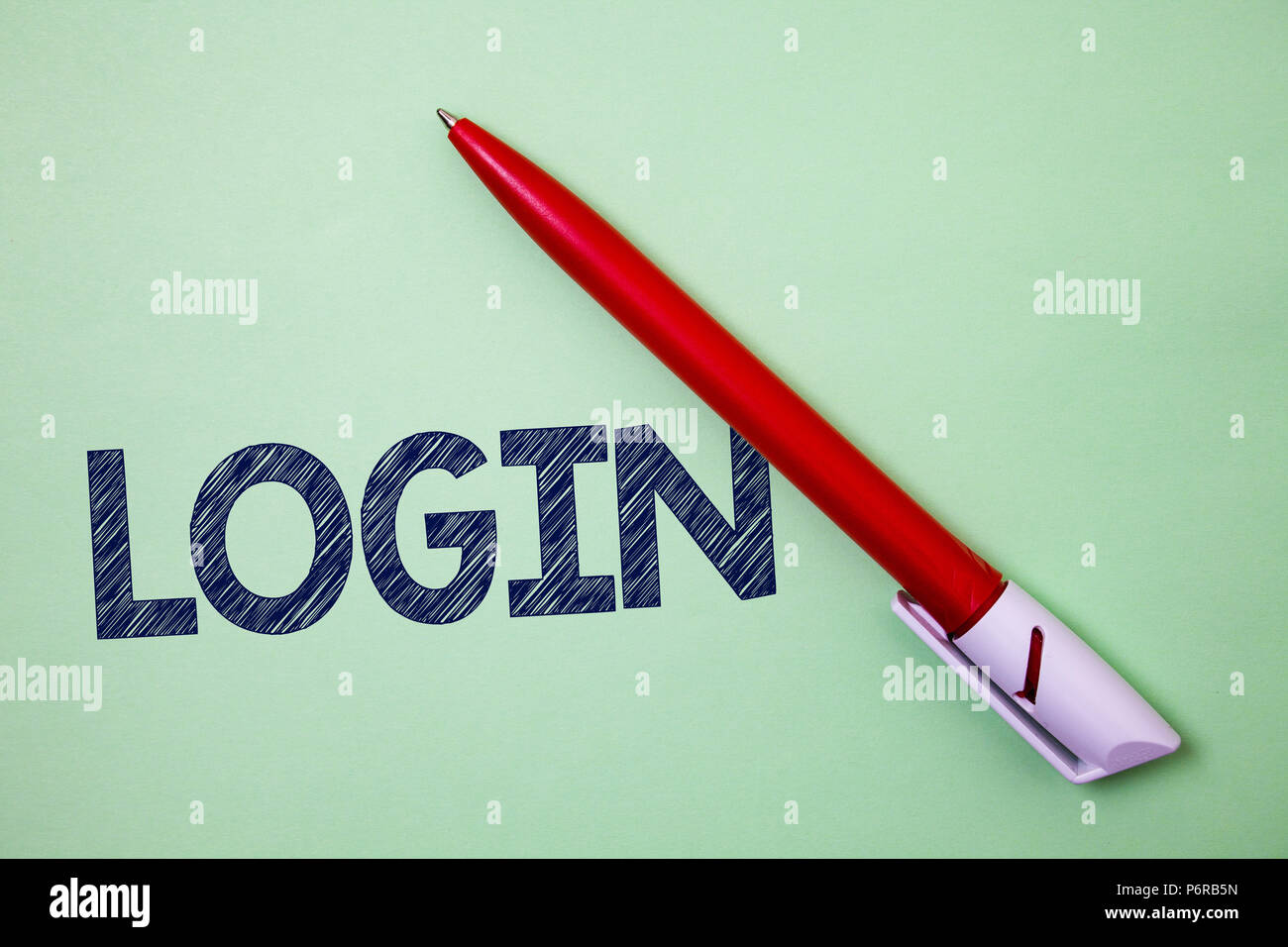 Handwriting text Login. Concept meaning Act of entering into a computer ...